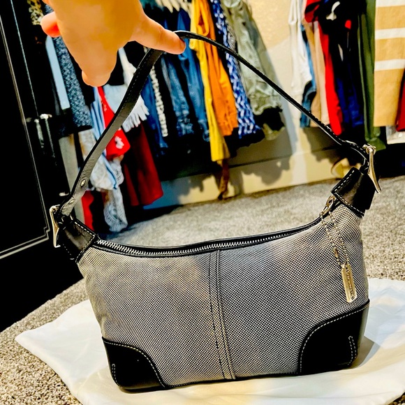 Coach | Bags | Coach Vintage Y2k Black And White Tweed And Leather ...